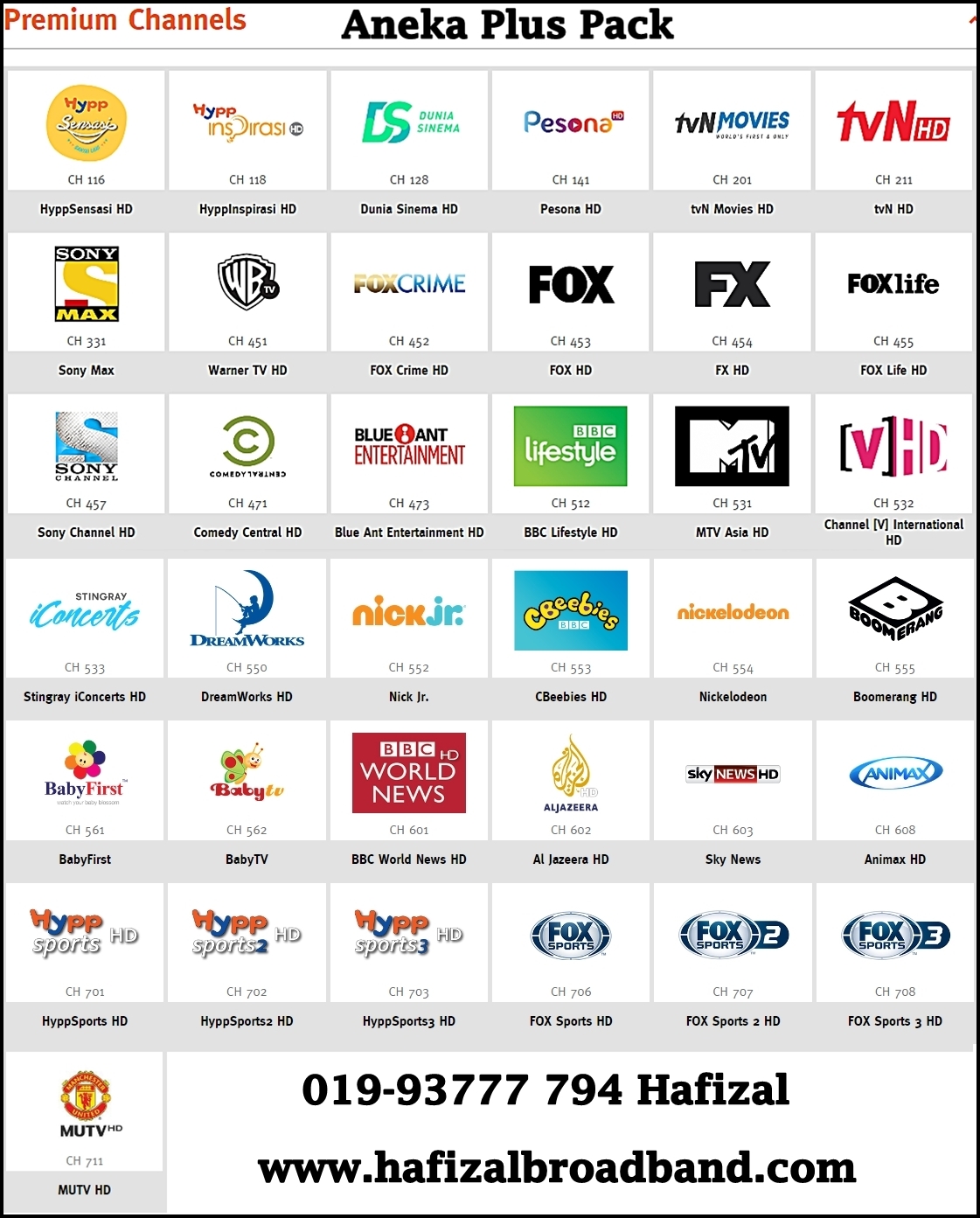Aneka Plus Pack Premium Channel